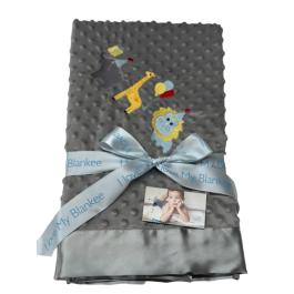 Personalized Minky Dot Silver Baby Blanket – Soft & Cozy