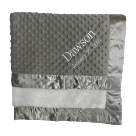 Silver Minky Dot – Times New Roman, White | My Blankee
